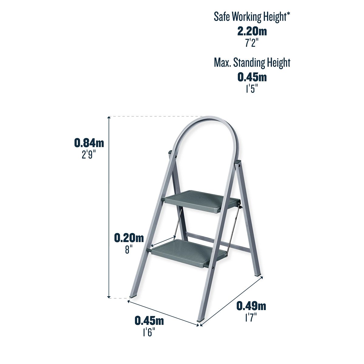 WERNER HANDY STEP STOOL 2 STEP - GREY (12752) – BBF Towers